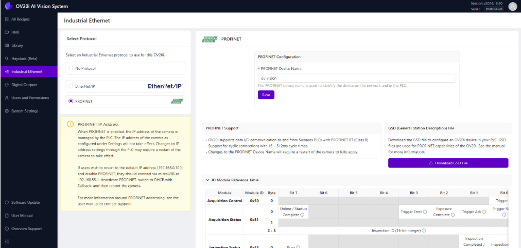 Connect to PLC (Ethernet/IP, PROFINET) | Overview AI Manual
